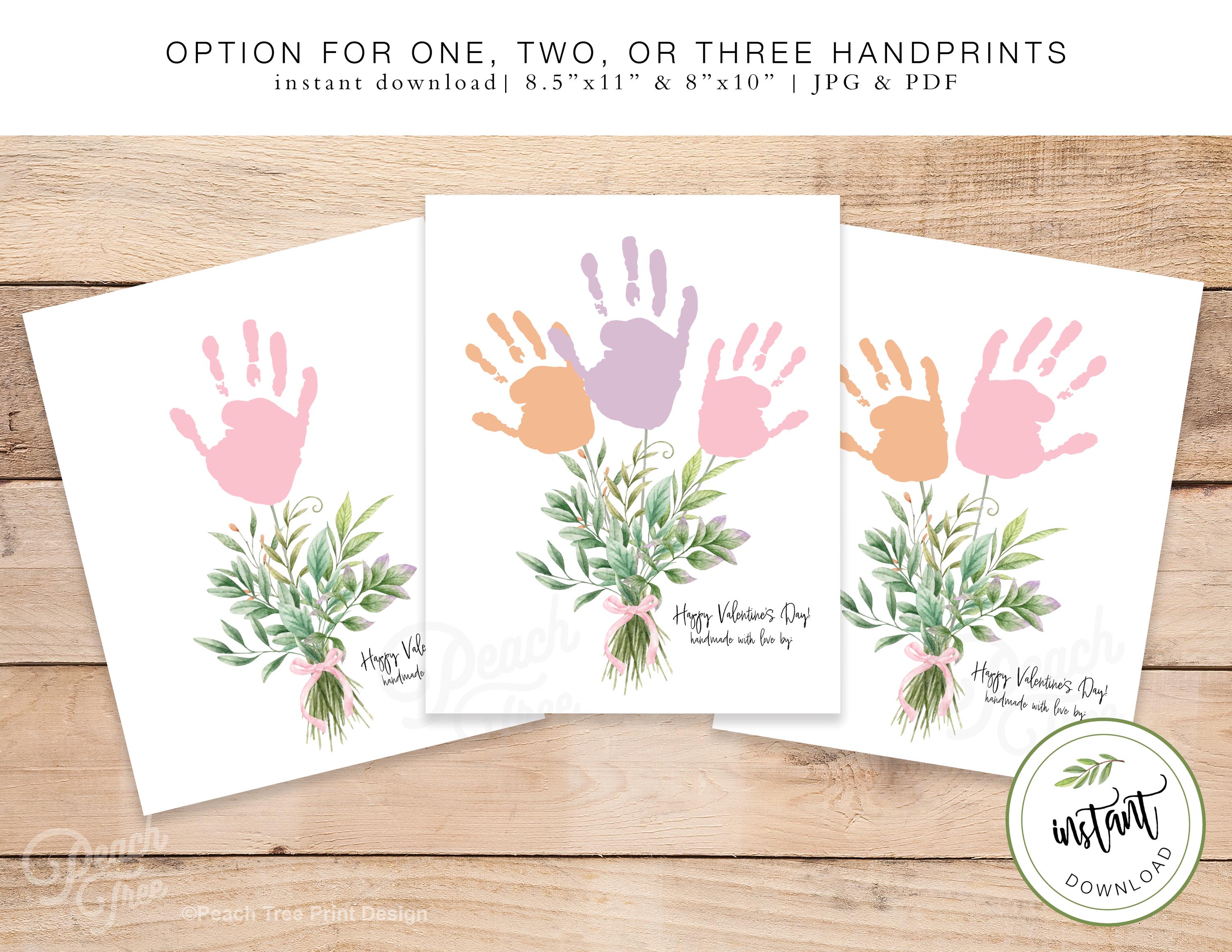 Flower Handprint Art, Valentine Handprint, Valentine's Day Handprint ...