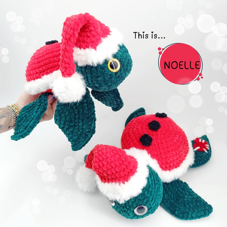 Santa Turtle Crochet Pattern PDF – Christmas Sea Turtle Plush “noelle ...