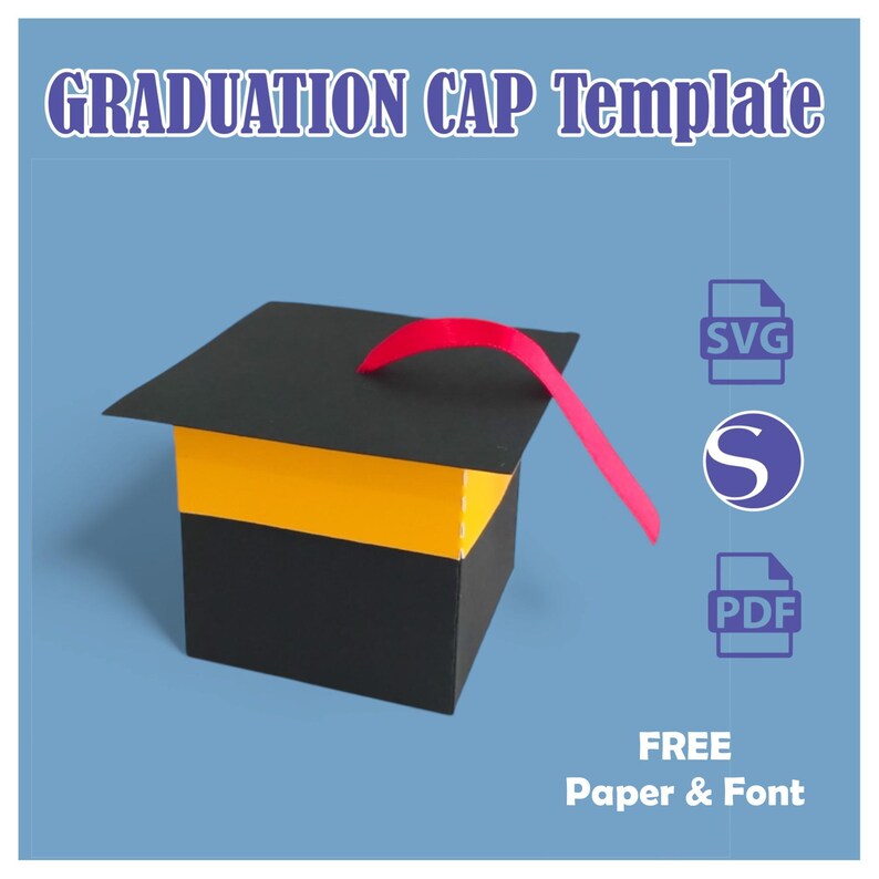 Graduation Cap Box Template | SVG PDF and Studio Free Paper and Font - Etsy