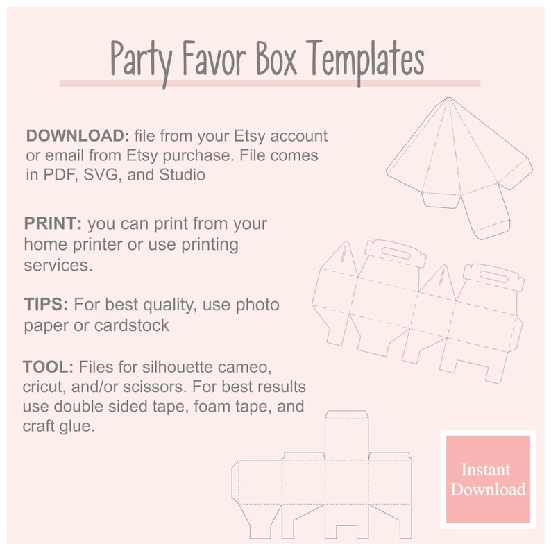 Cut File Box Template | Kids Party Favor Birthday Decoration (SVG PDF ...