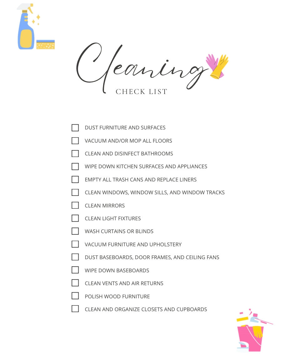 CLEANING CHECKLIST - Etsy