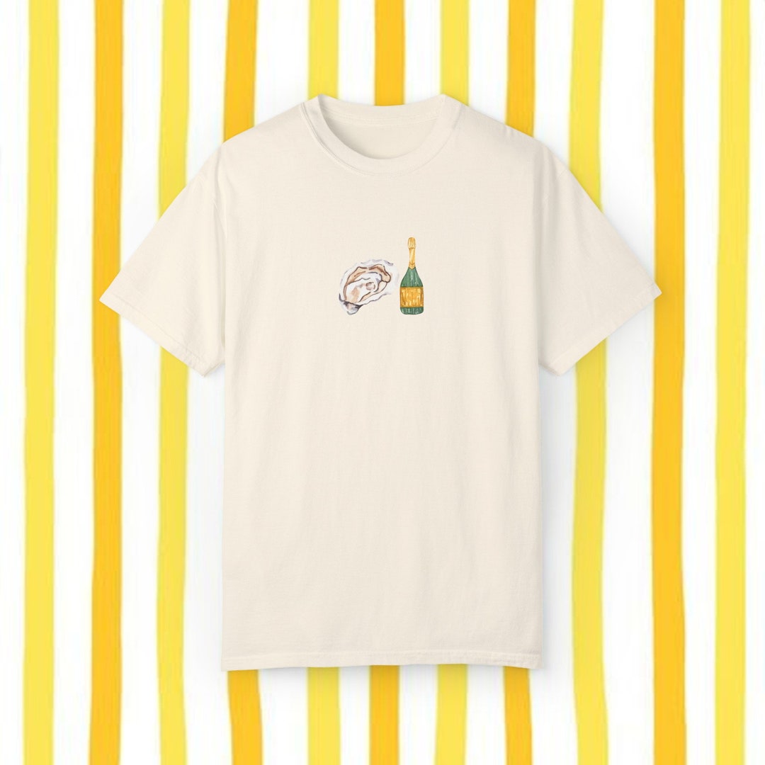 Oyster Champagne Tee, Painted Oyster Graphic Tee, Painted Champagne ...