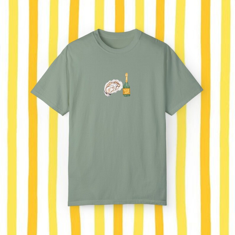 Oyster Champagne Tee, Painted Oyster Graphic Tee, Painted Champagne ...