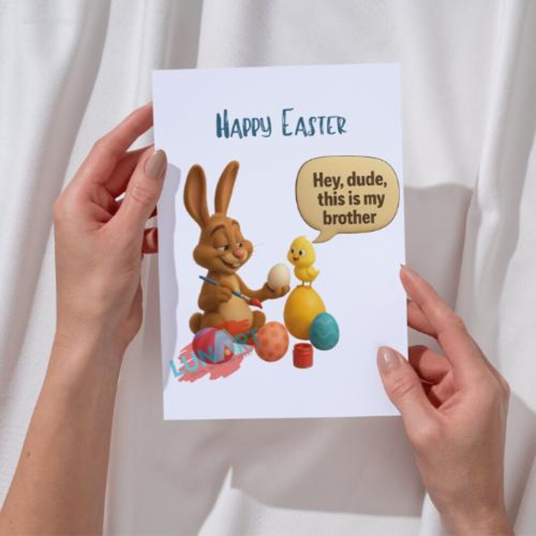 Happy Easter Funny Card | Instant Download | Printable Bunny Caricature | Easter Humor for ...