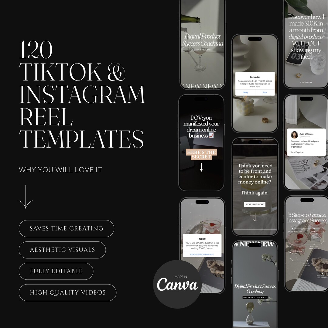120 Instagram & Tiktok Faceless Reel Templates | Edit in CANVA - Etsy