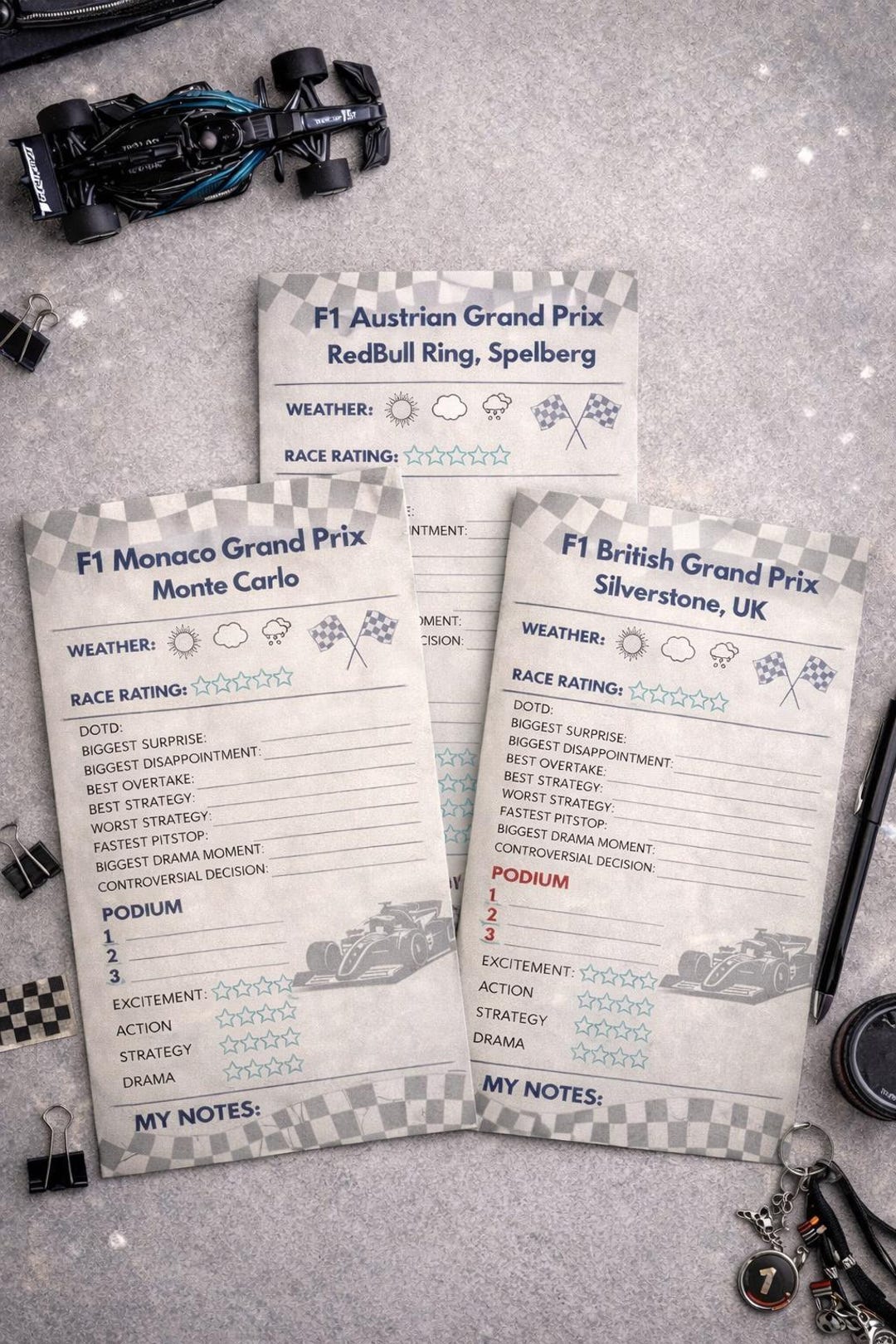 Formula 1 2026 Season Race Planner, Race Rating - Etsy