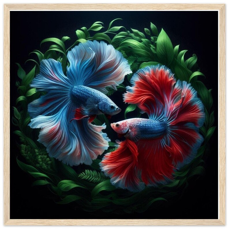Siamese Fighters on Black2 - Premium Matte Paper Wooden Framed Poster ...