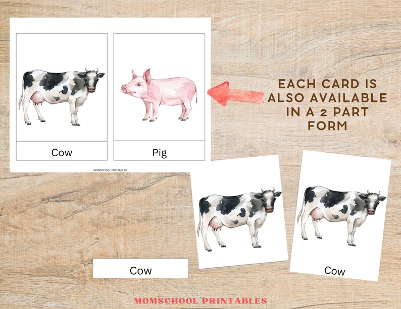 Farm Flashcards, Farm Animal Flashcards Language Cards, 3 Part Cards ...