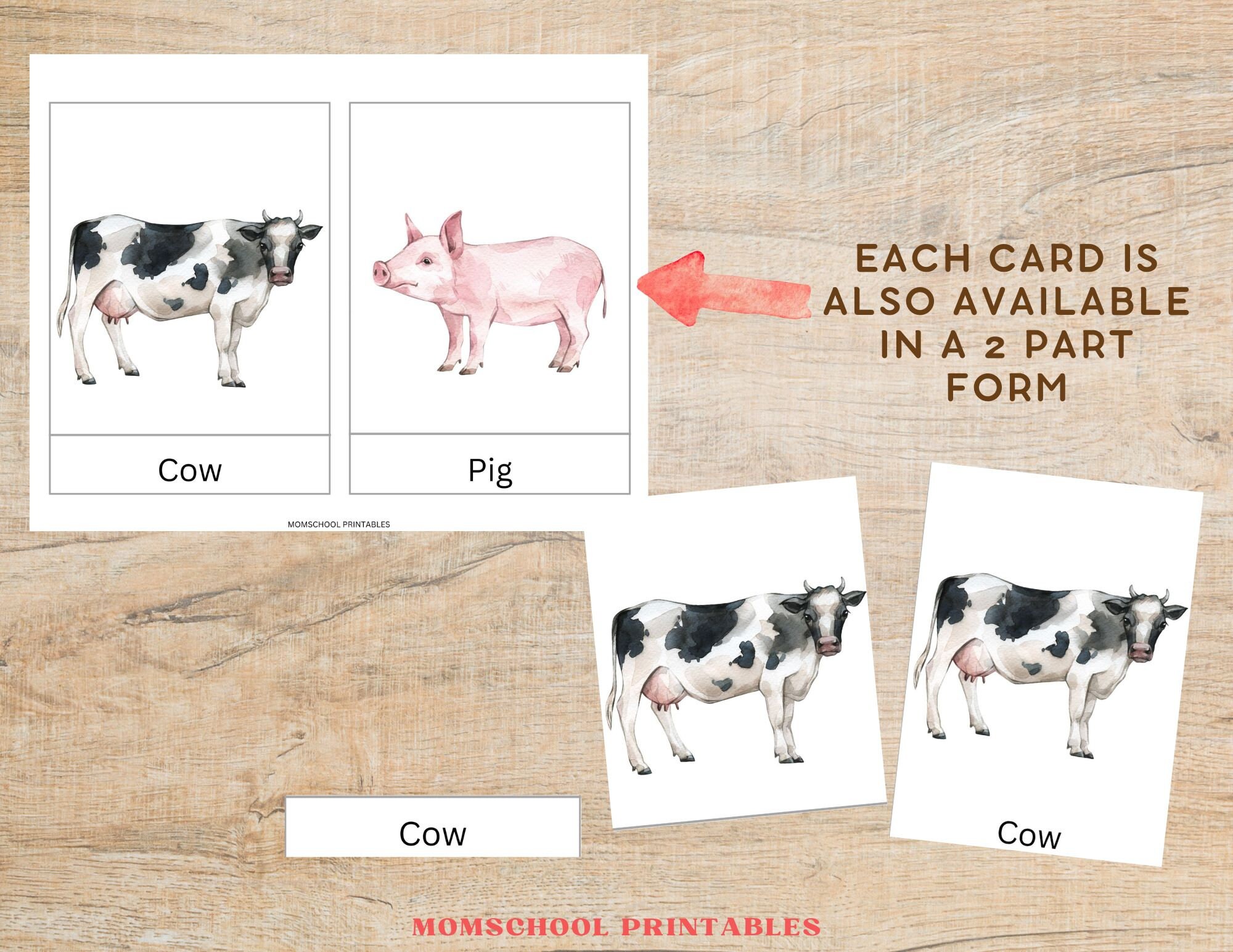 Farm Flashcards, Farm Animal Flashcards Language Cards, 3 Part Cards ...