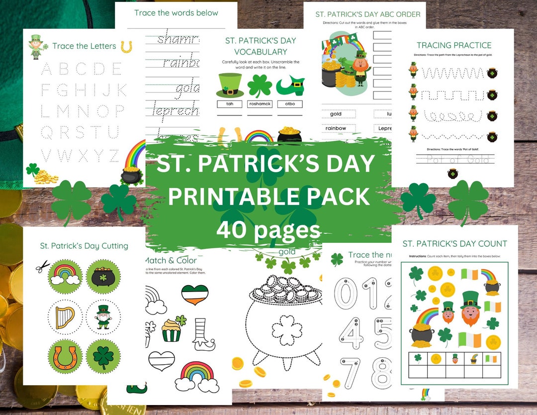 St. Patrick's Day Printable Pack 40 Pages, Ages 4 and Up, Printable ...