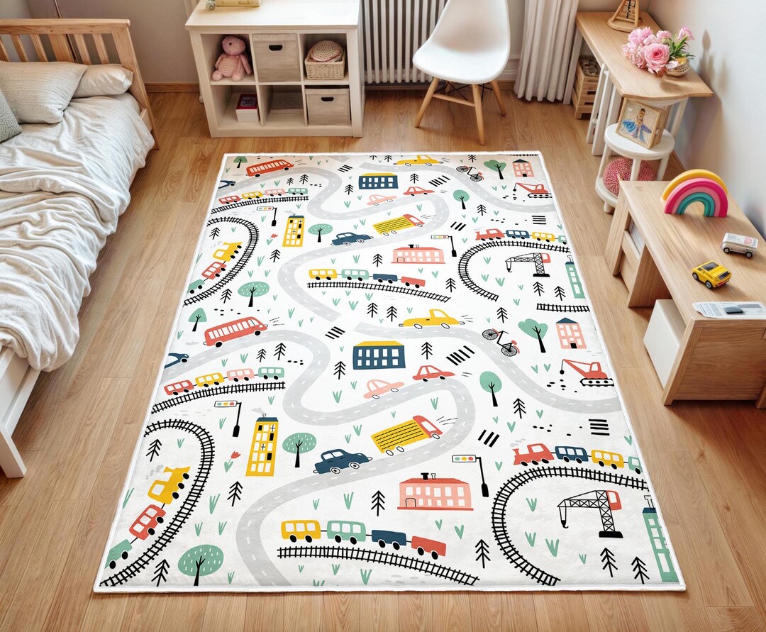 City Road Ultra Soft Kids Play Rug, Rug for Kids Room, Playground Rug ...