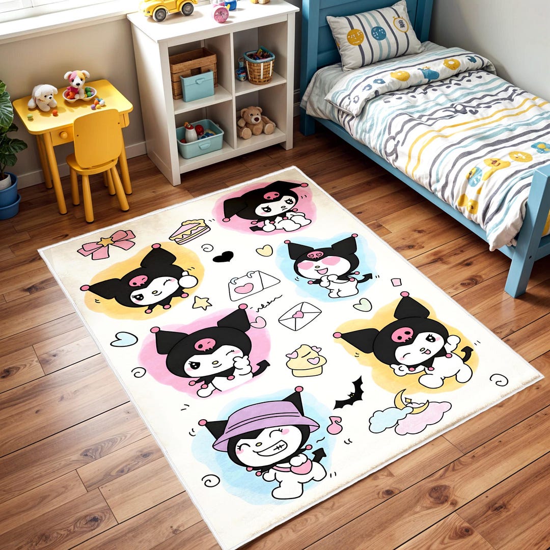 Kuromi and Melody Rug, Nursery Kuromi Rug, Baby Girl Playroom Mat ...