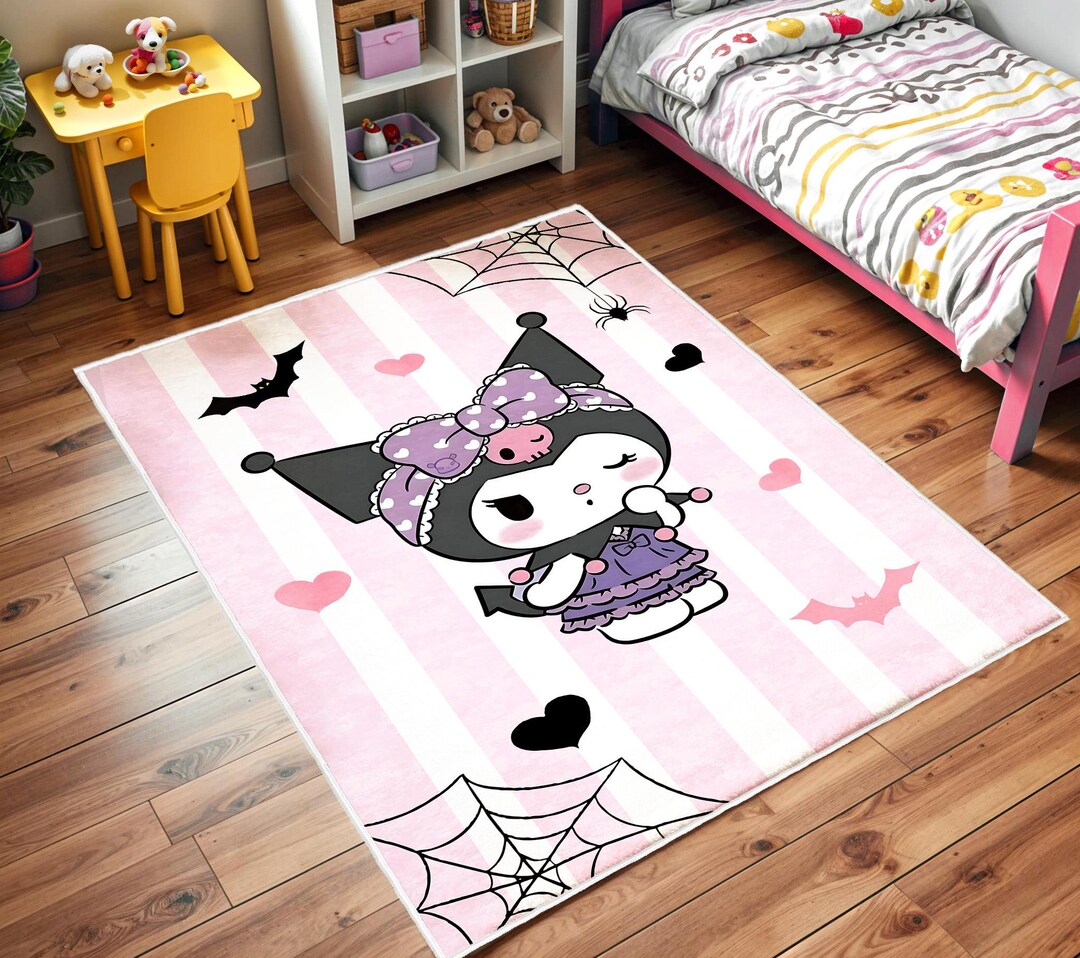 Kuromi Rug, Nursery Kuromi Rug, Baby Girl Playroom Mat, Washable Round ...