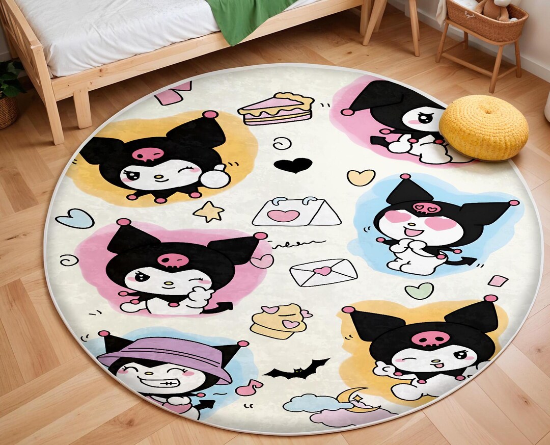 Kuromi and Melody Rug, Nursery Kuromi Rug, Baby Girl Playroom Mat ...