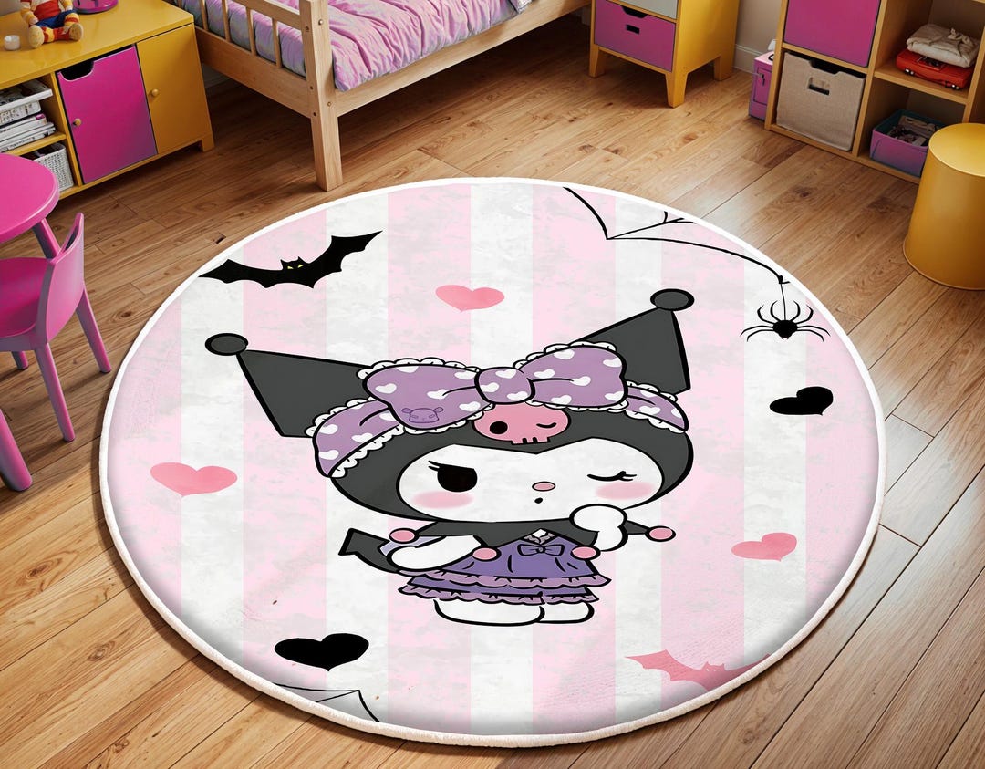 Kuromi Rug, Nursery Kuromi Rug, Baby Girl Playroom Mat, Washable Round ...