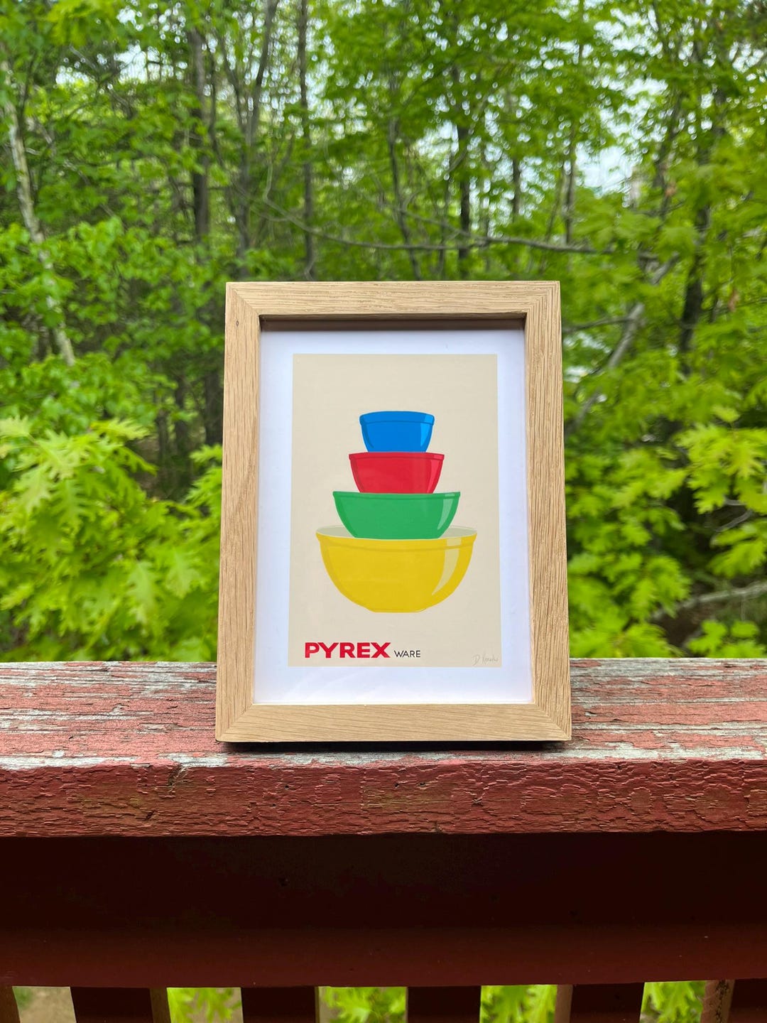 Pyrex Print 5x7 Inches | Primary Color Bowl Set | Retro Vintage Kitchen ...