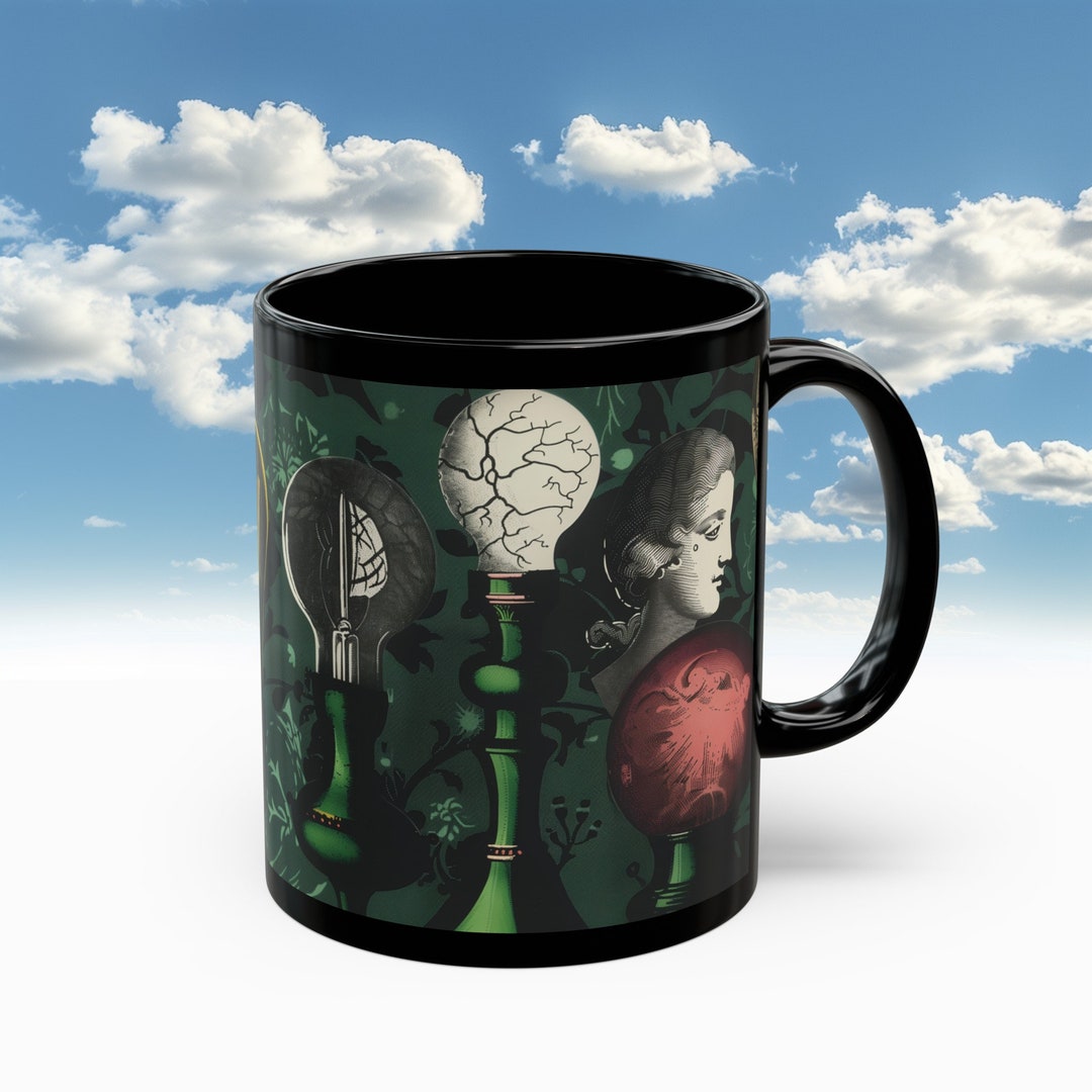 Classic Surreal Mug, Light Bulb Mug, Abstract Collage, Unique Coffee ...