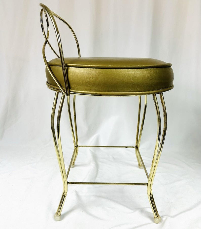 Vintage MCM George Koch & Sons Gold Vanity Chair Stool Hollywood ...