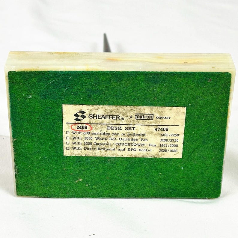 Vtg Sheaffer Marble Desk Set Pen Holder W/ Cartridge Fill Fountain Pen ...