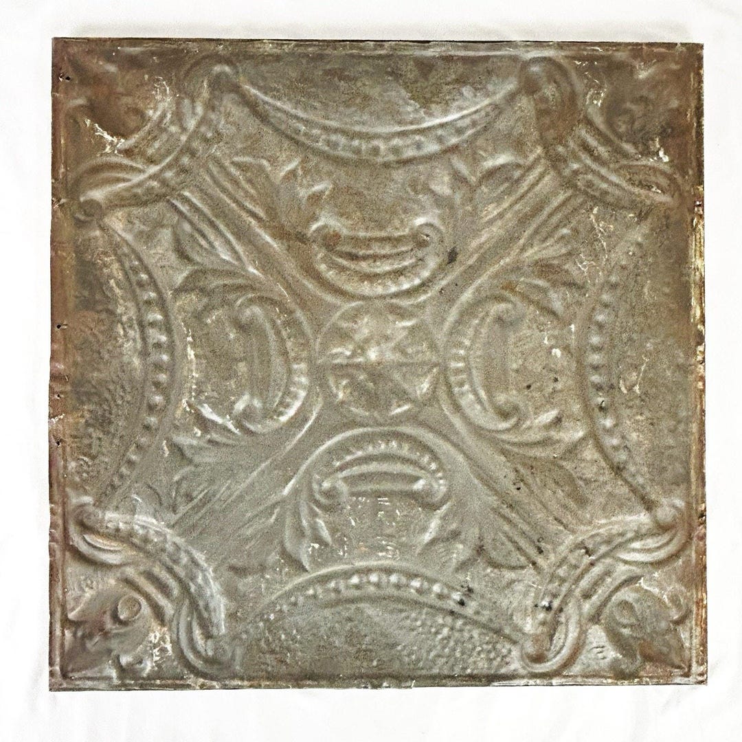 Antique Silver Metal Tin Ceiling Tile 24” X 24” on Wood Frame - Etsy