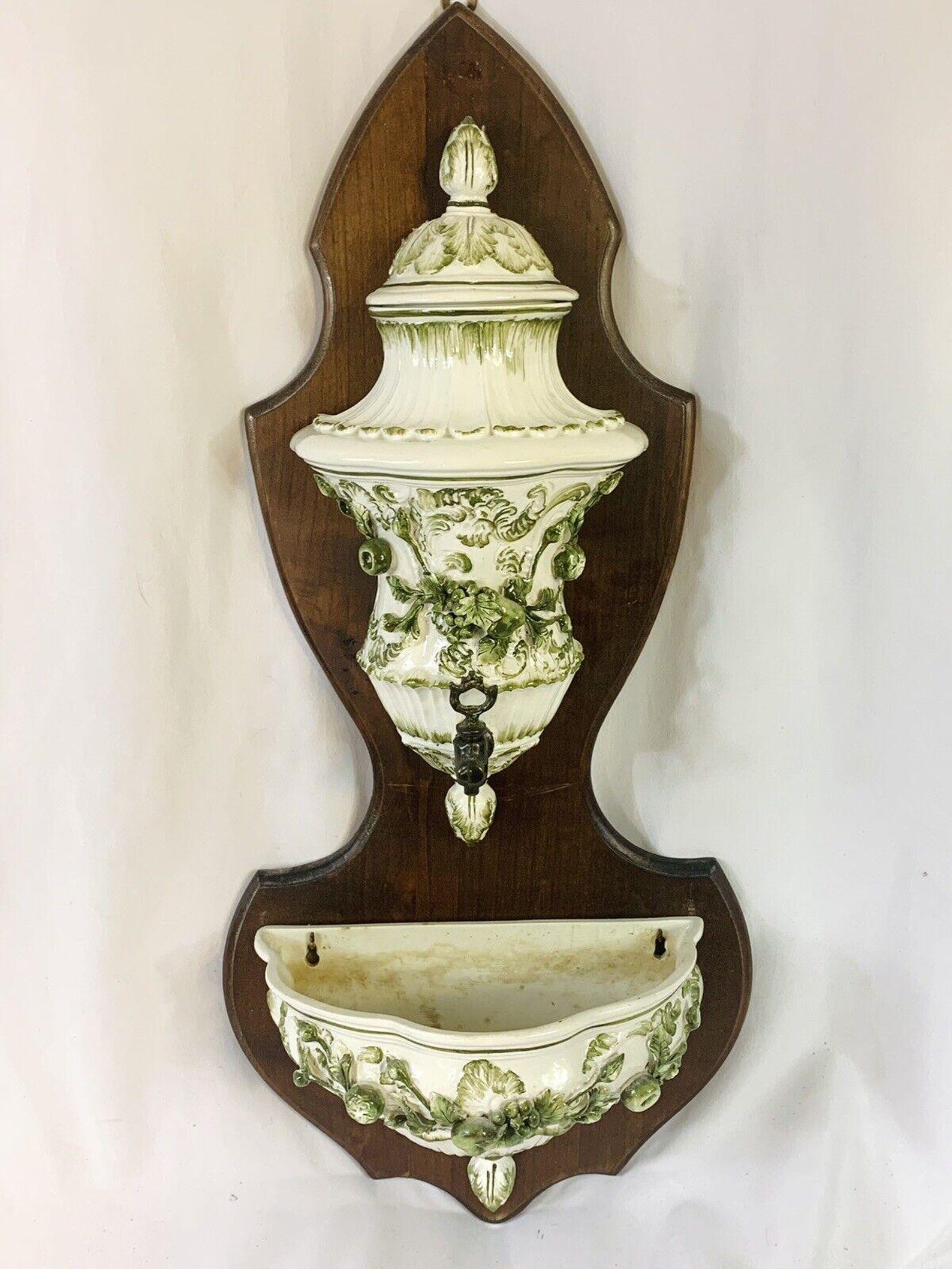 Vintage Hand Painted Italian Porcelain Lavabo Cistern Wall Fountain ...