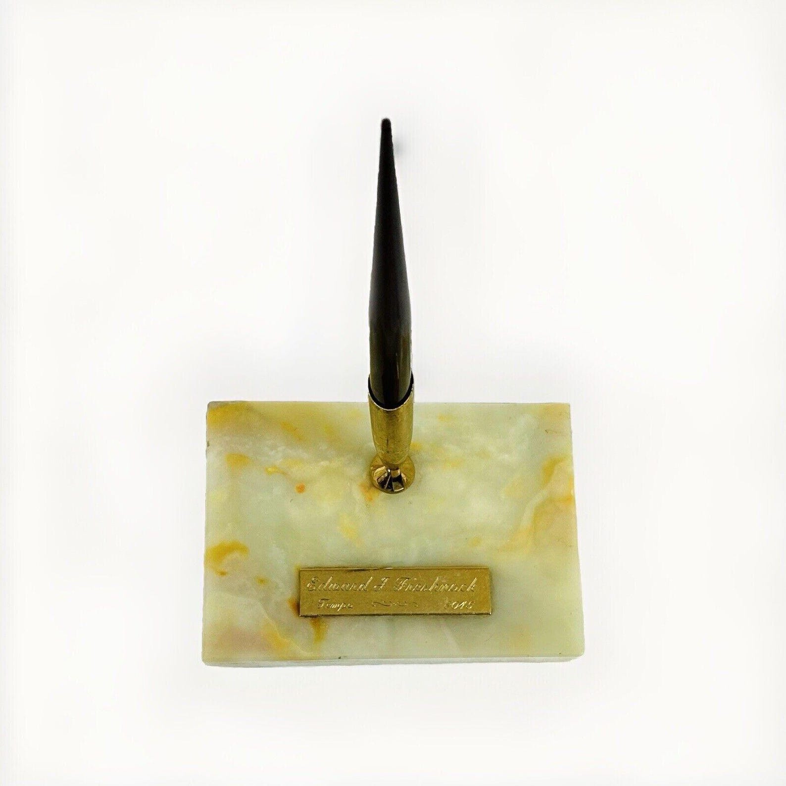 Vtg Sheaffer Marble Desk Set Pen Holder W/ Cartridge Fill Fountain Pen ...