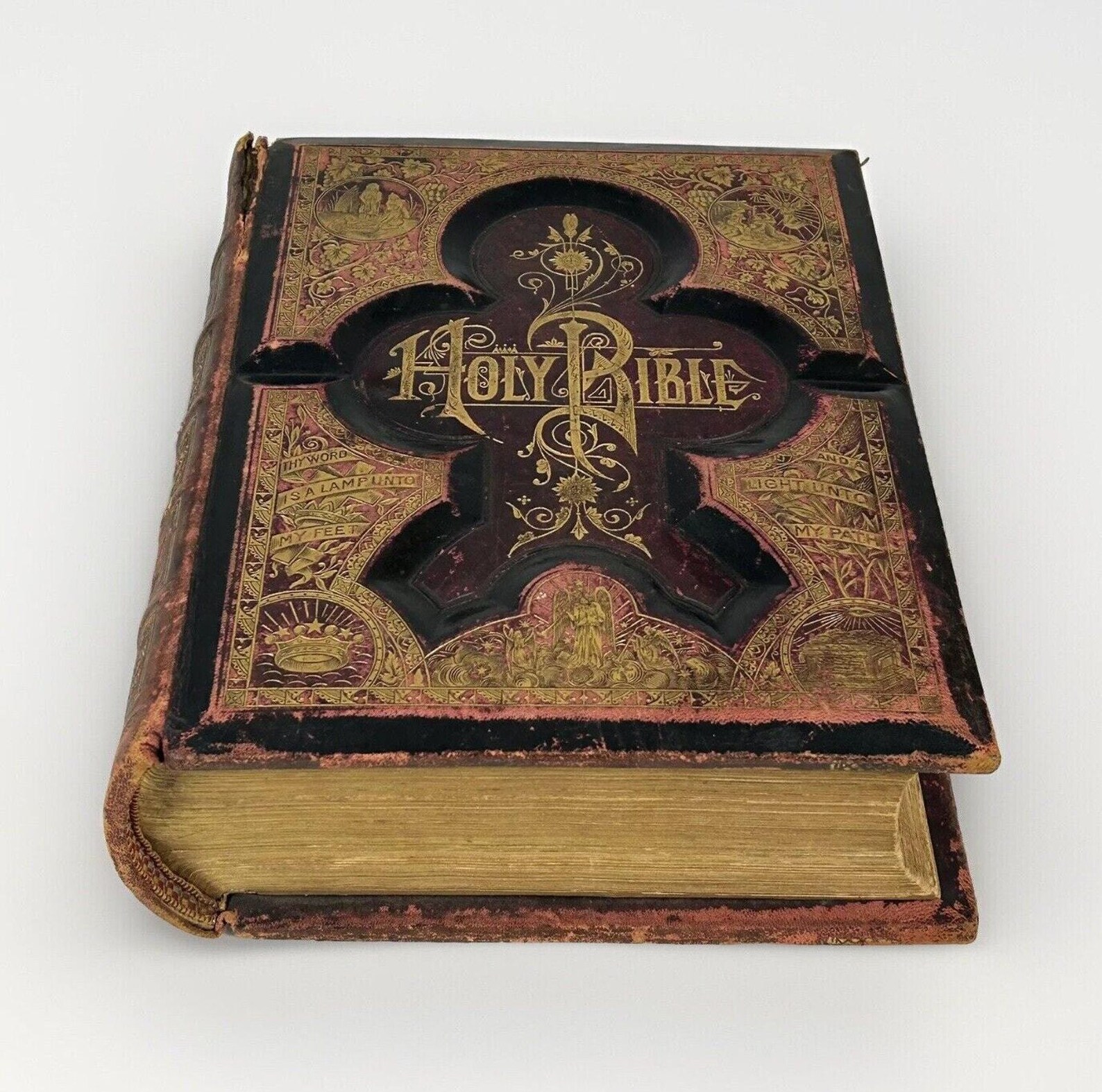 Antique 1890 Family Pictorial Holy Bible 2000 Illustrations W ...