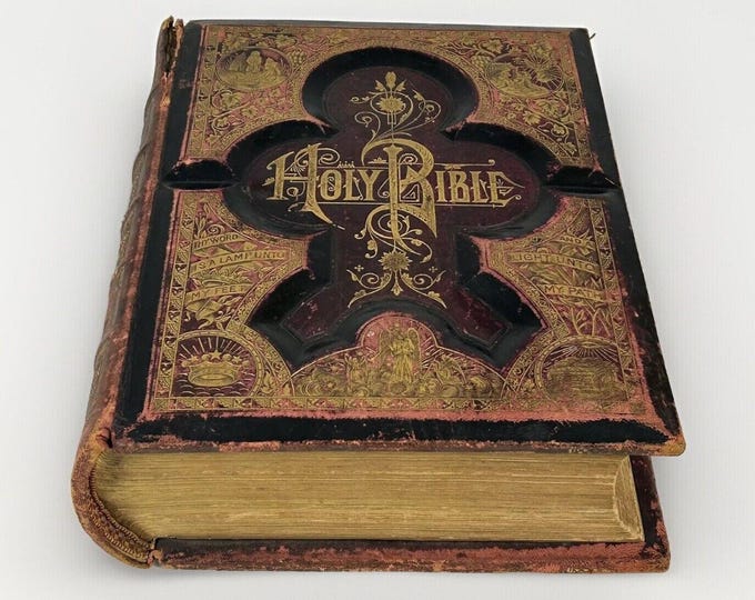 Antique 1890 Family Pictorial Holy Bible 2000 Illustrations W ...