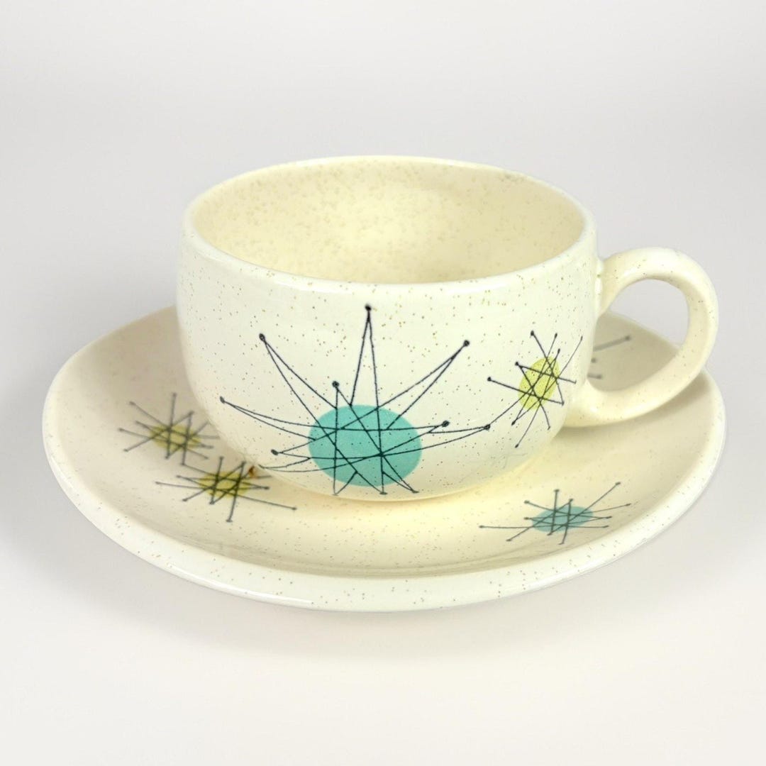 Vtg Franciscan Atomic Starburst Coffee Cup & Saucers MCM Numerous ...