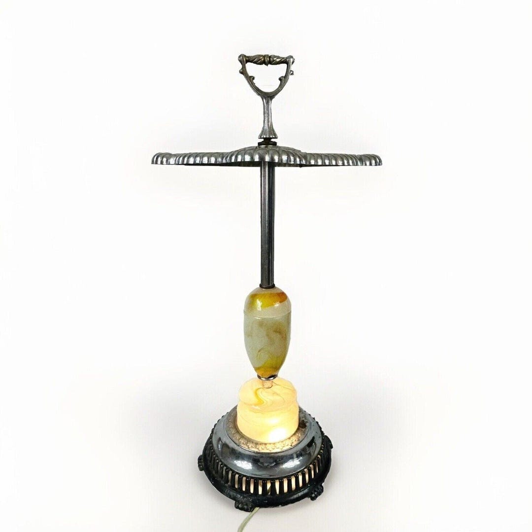 Vintage Art Deco Slag Glass Lighted Smoking Stand Chrome Finish - Etsy