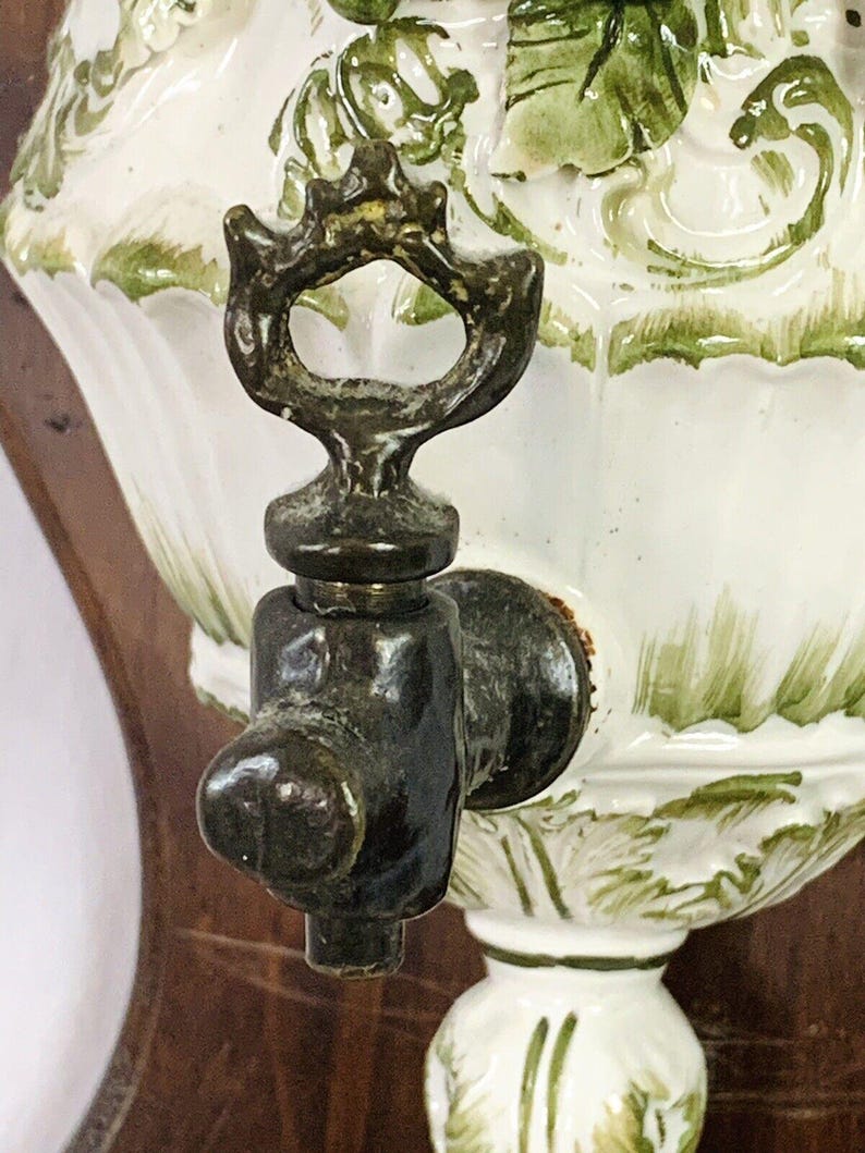 Vintage Hand Painted Italian Porcelain Lavabo Cistern Wall Fountain ...