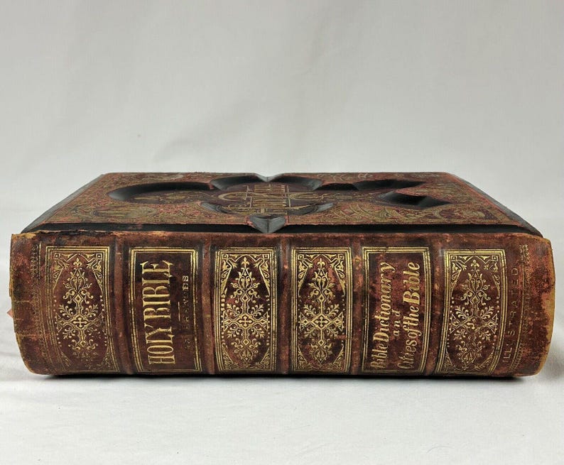 Antique 1890 Family Pictorial Holy Bible 2000 Illustrations W ...