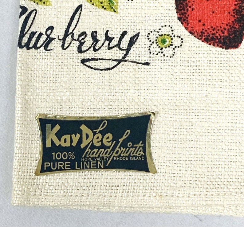 Vintage NOS Kay Dee Hand Prints Linen Strawberry Berries Fruits Print ...