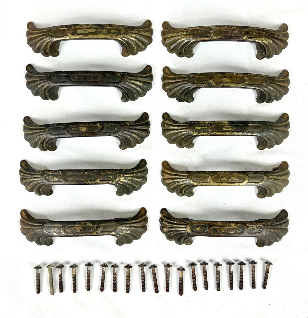 Vintage Antique Reclaimed Waterfall Dresser Pulls - Set of 10 - 4.25 ...
