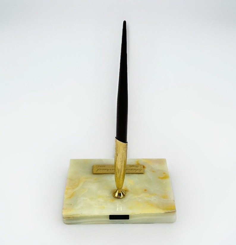 Vtg Sheaffer Marble Desk Set Pen Holder W/ Cartridge Fill Fountain Pen ...