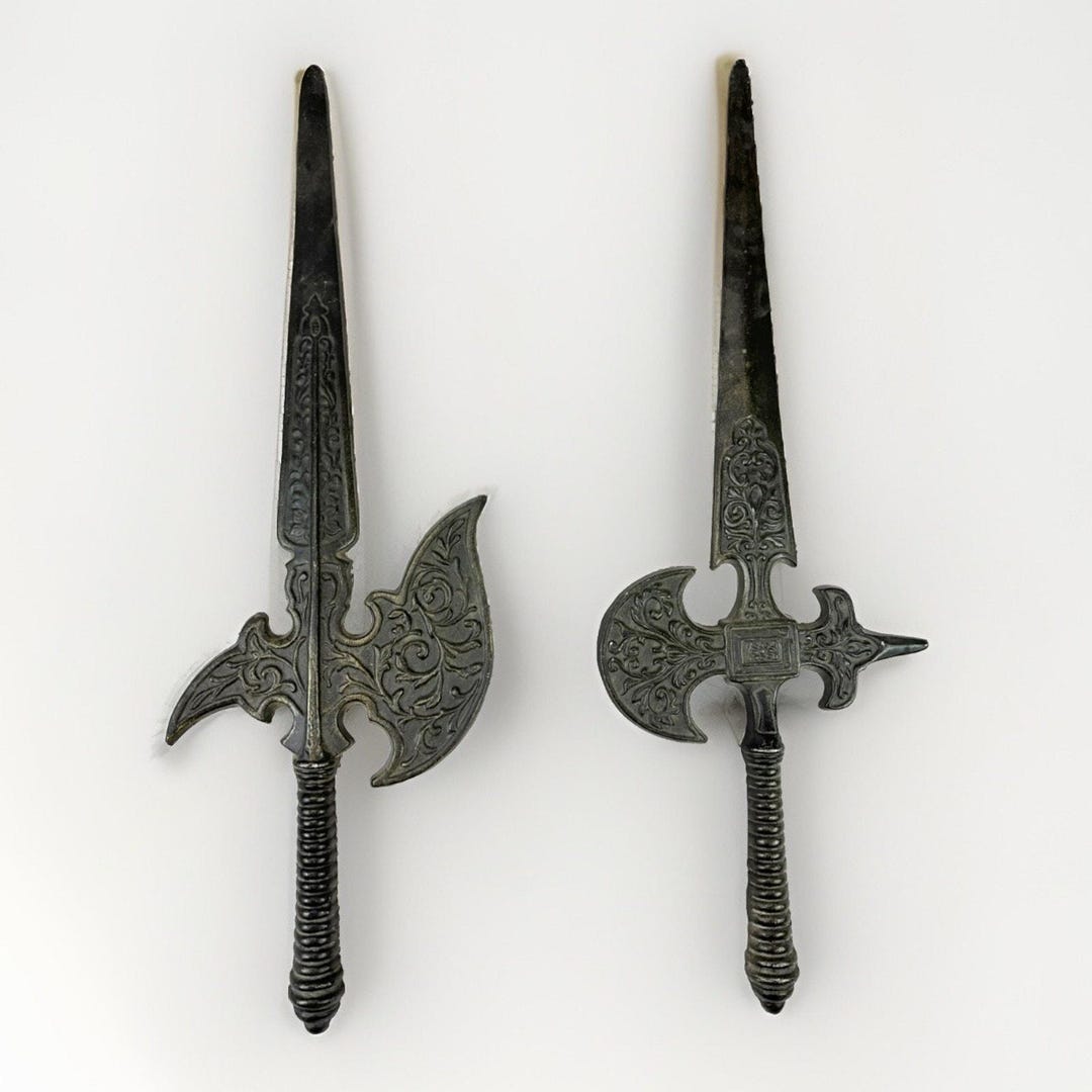 Vtg Medieval Cast Aluminum HODA Swords Wall Hanging Art Lot of 2 Battle ...