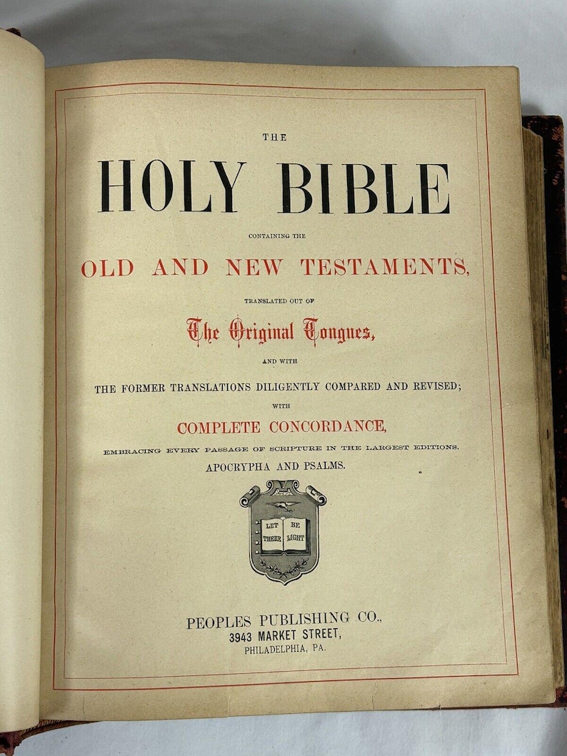 Antique 1890 Family Pictorial Holy Bible 2000 Illustrations W ...