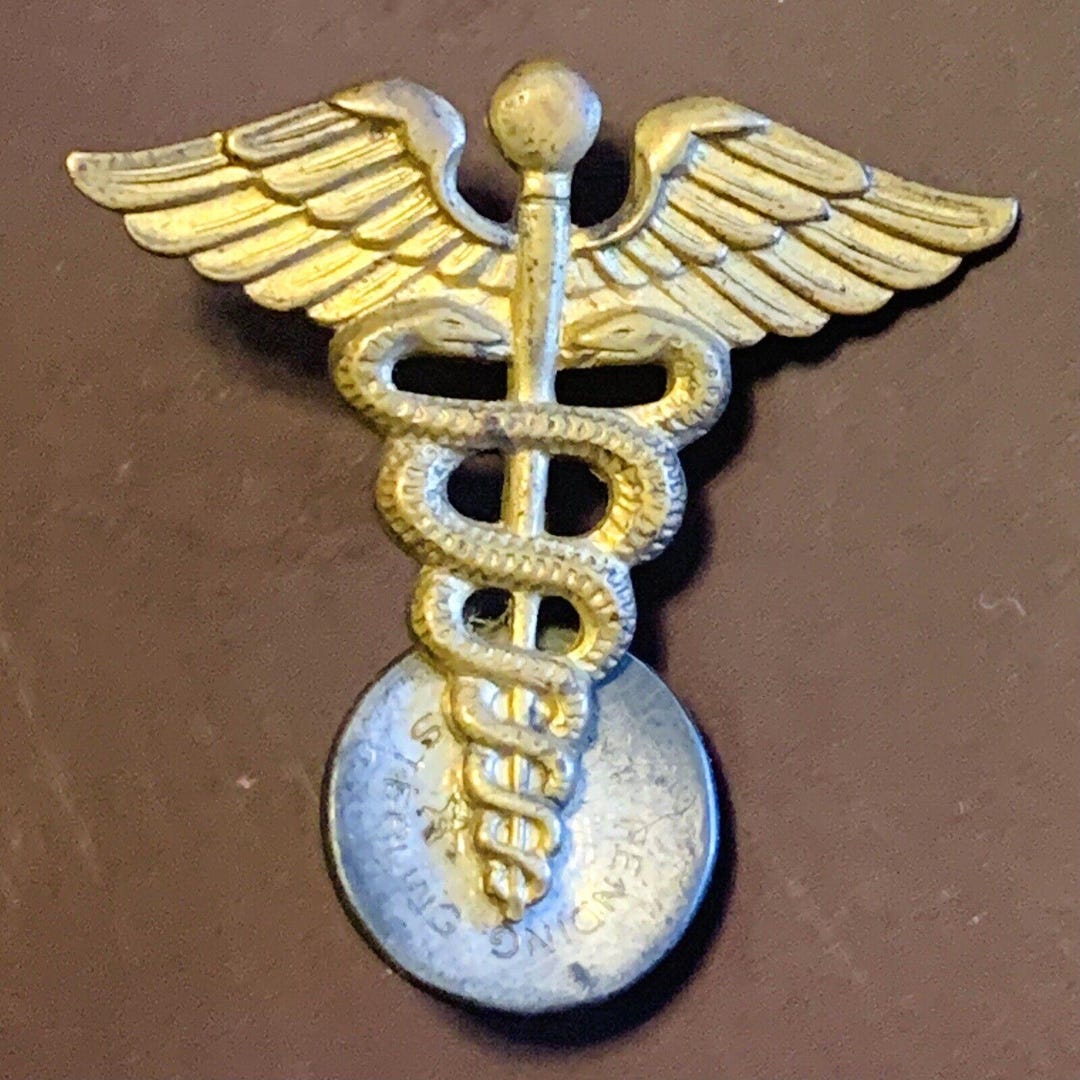 Vtg WWII Army Medical Corps Doctor Officer Insignia Pin W/ Sterling ...