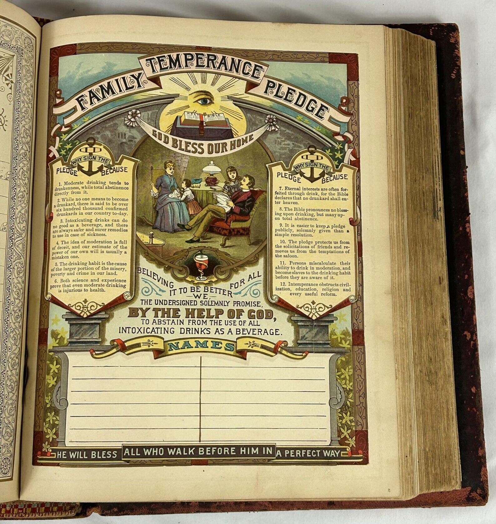 Antique 1890 Family Pictorial Holy Bible 2000 Illustrations W ...