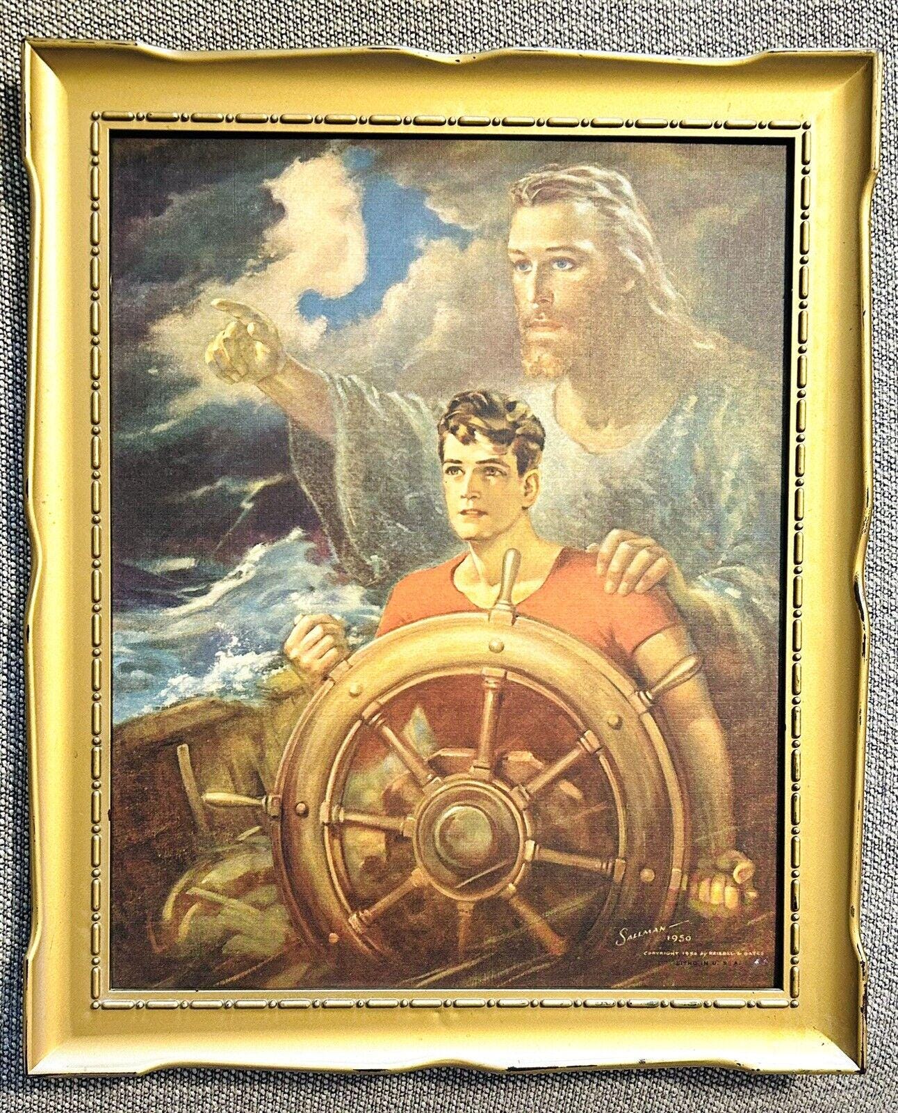 Warner Sallman CHRIST OUR PILOT Jesus Kriebel & Bates Vtg Framed Print ...