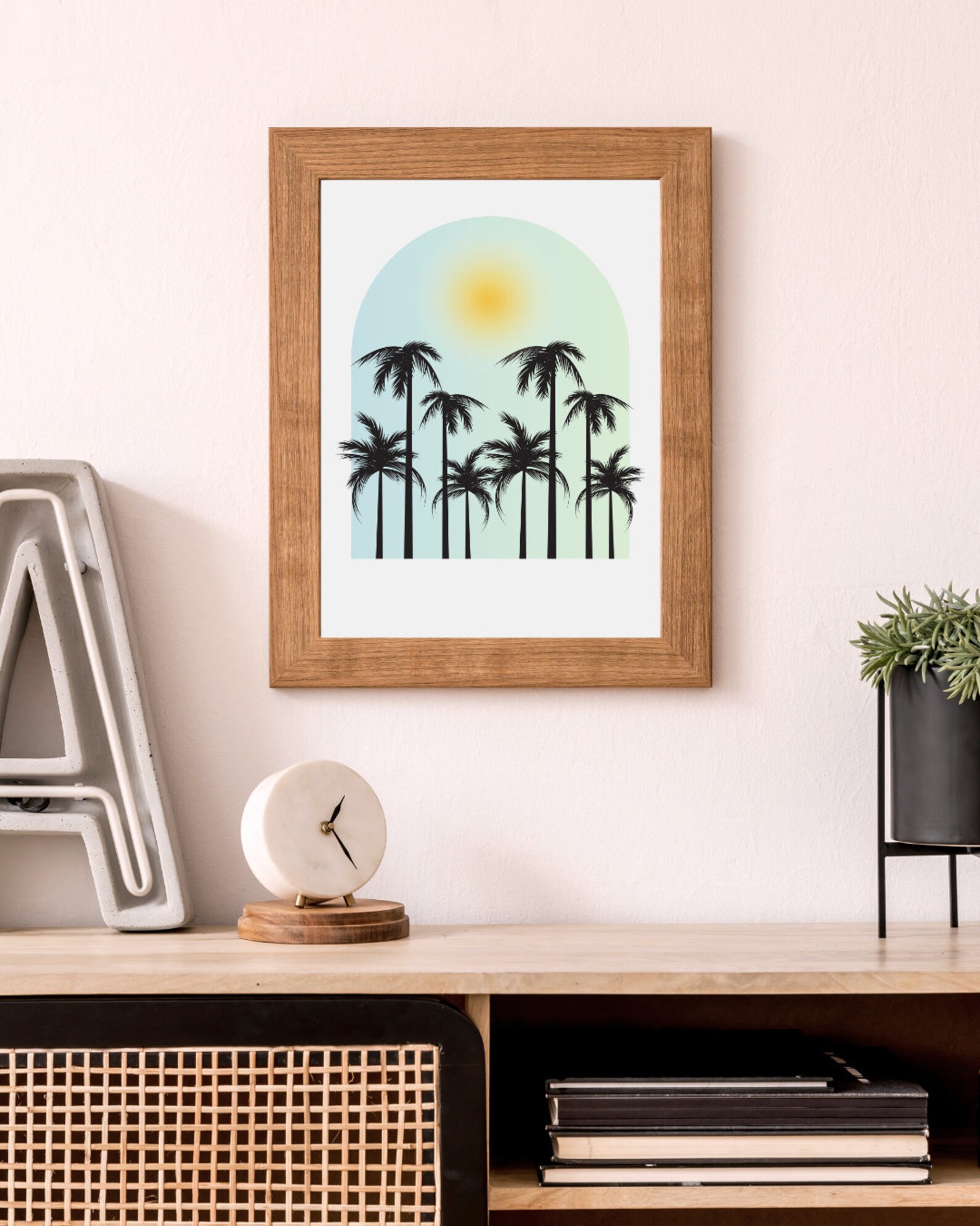 Tropical Abstract Art, Printable Tropical Art, Pastel Modern Palm Trees ...
