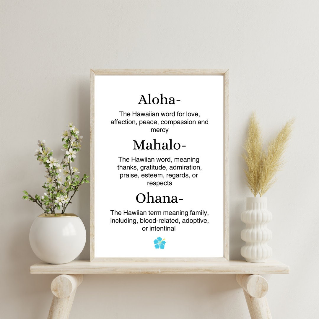 Hawiian Art Printable, Ohana Print, Mahalo Print, Aloha Art Print ...