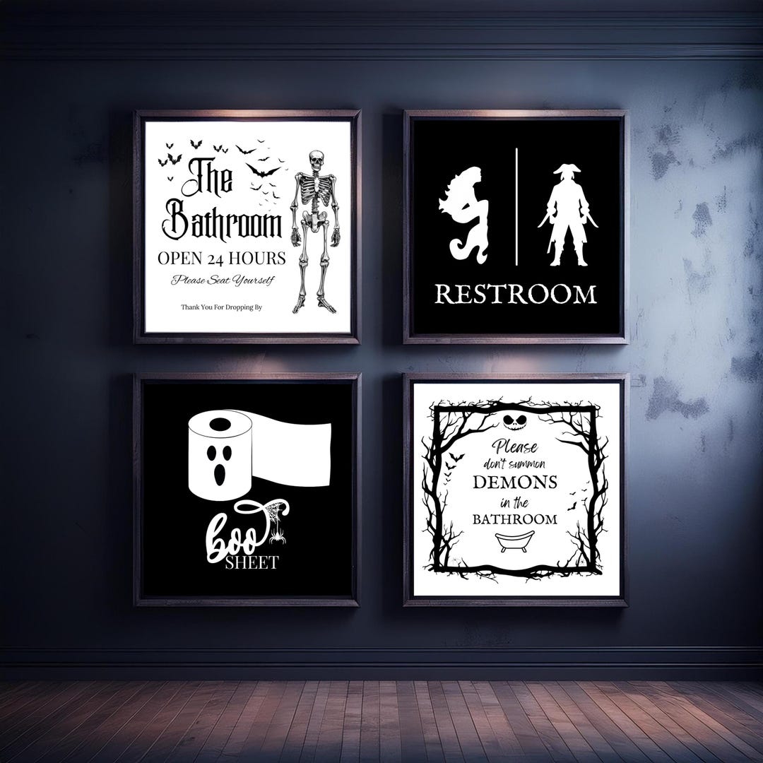 Halloween Bathroom Signs, Halloween Party Wall Art, Spooky Printable ...