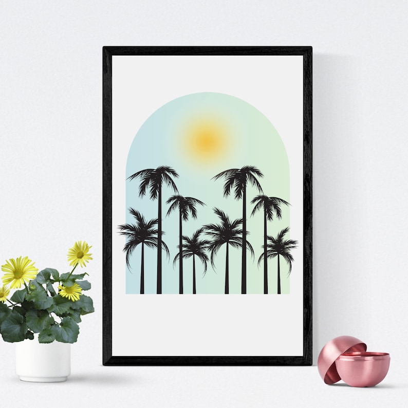 Tropical Abstract Art, Printable Tropical Art, Pastel Modern Palm Trees ...