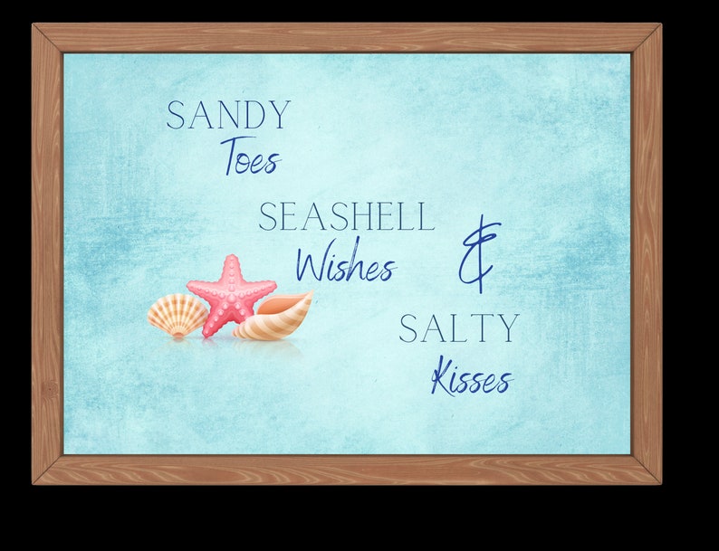 Sandy Toes, Seashell Wishes, Salty Kisses, Trendy Coastal Art, Beachy ...