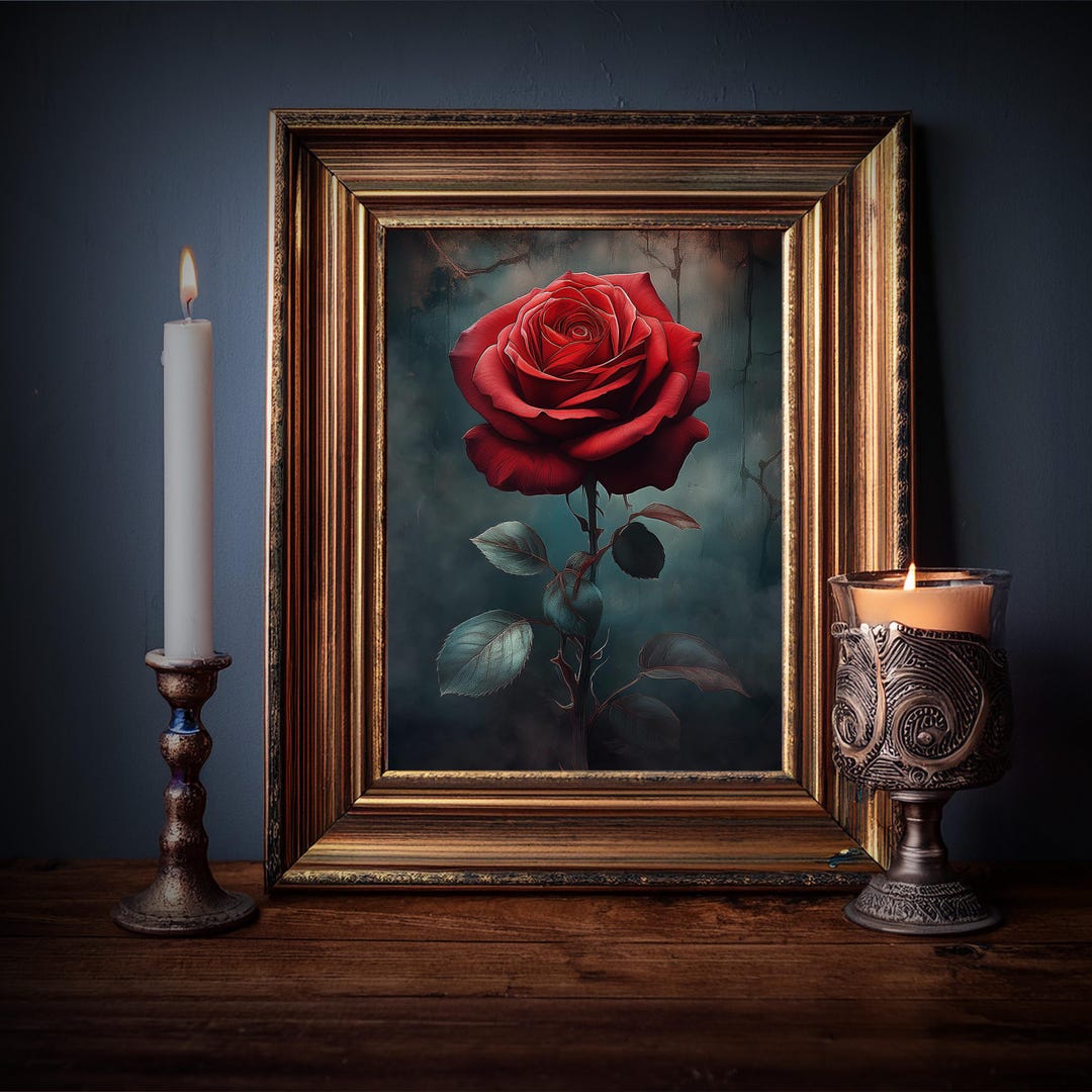 Gothic Rose Wall Art, Academia Floral Print, Dark Cottagecore Artwork ...