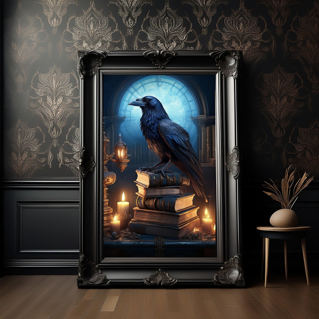 Gothic Victorian Raven, Raven With Candles, Gothic Room Decor, Dark ...