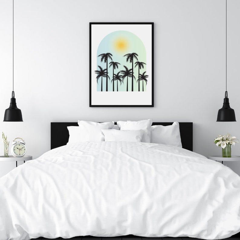 Tropical Abstract Art, Printable Tropical Art, Pastel Modern Palm Trees ...