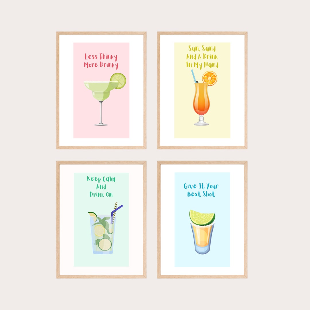 Bar Art Prints Bundle, Modern Cocktail Posters, Trendy Cocktail Prints ...