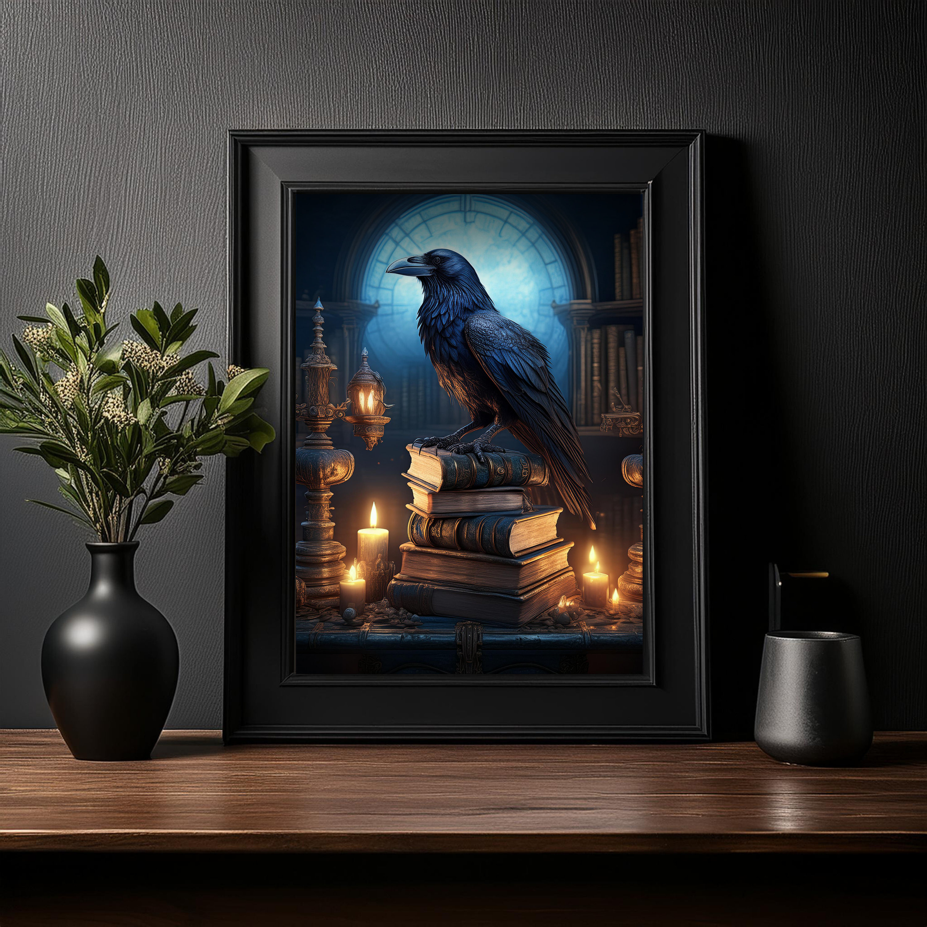 Gothic Victorian Raven, Raven With Candles, Gothic Room Decor, Dark ...
